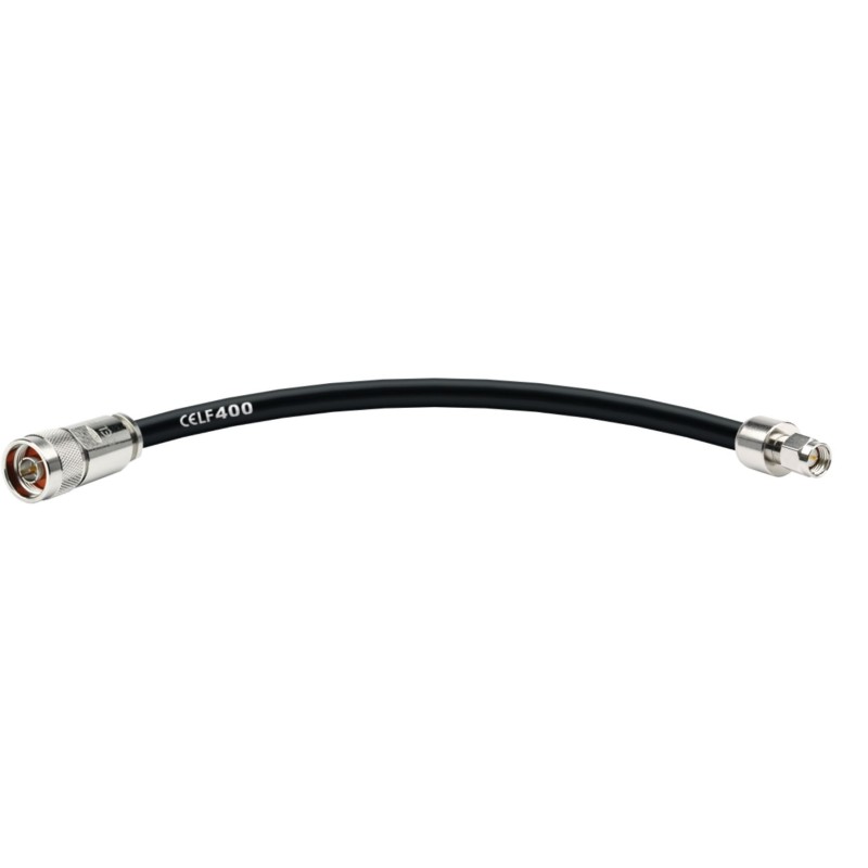 Assembled 50 Ohm CELF400 coaxial cable including connectors
